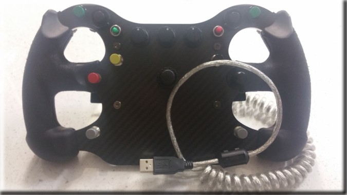 USB Curly Cord on Racecar Sim Steering Wheel 1a | www.CURLYCORDS.com.au
